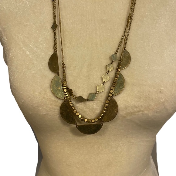 Jewelry | 4 For 12 Gold Tone Long Geometric Shapes Necklace | Poshmark